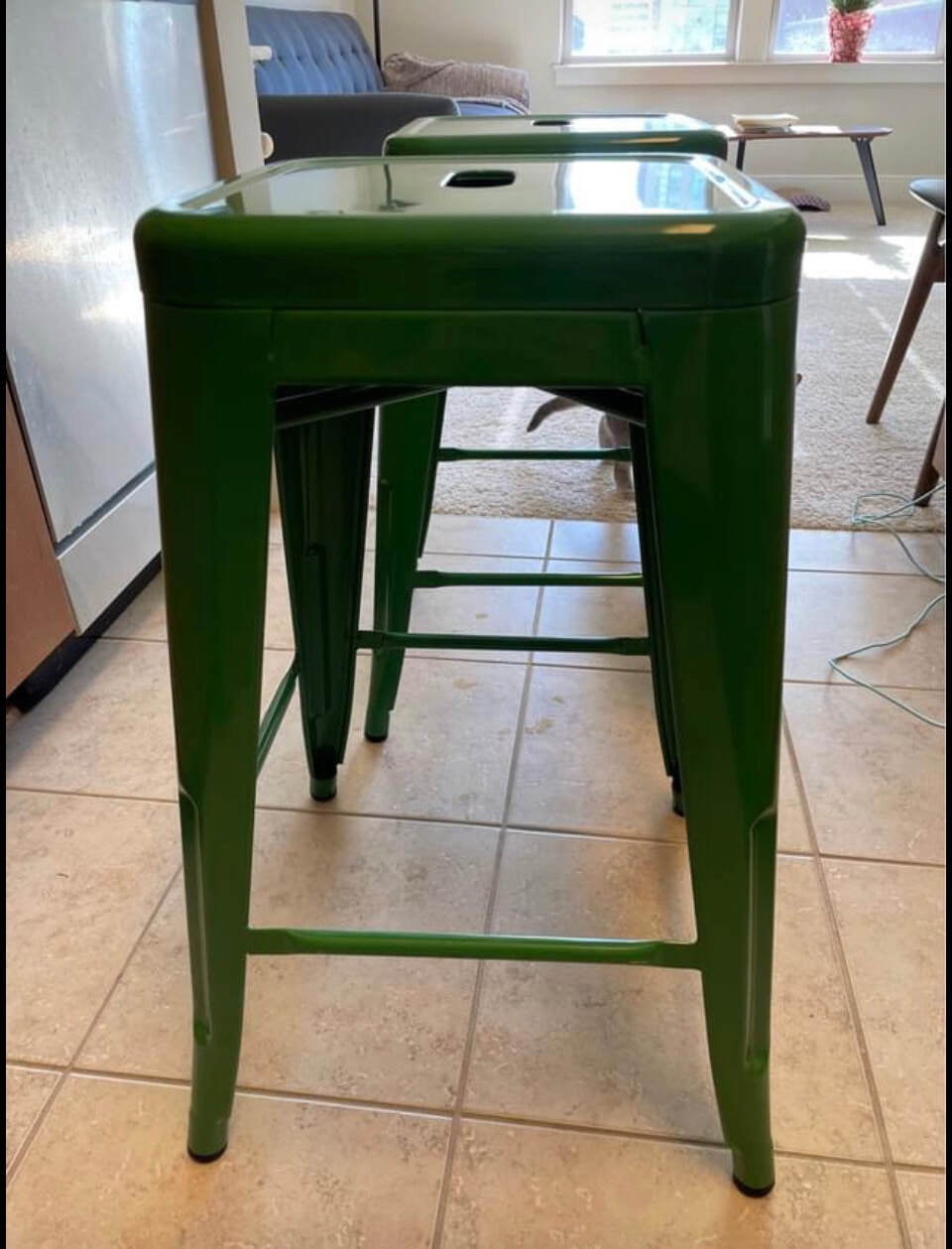 Emerald Green Metal Counter Stool Set(2) | ReStaged Vintage Decor ...
